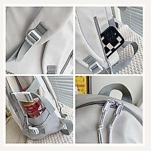 HIQUAY Kawaii Japanese Korean harajuku cute aesthetic backpack teenage school gift for birthday Christmas (grey)