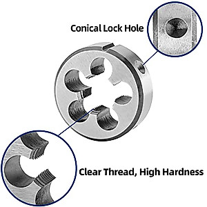 Burkit M10 X 1.25 Tap and Die Set, M10 x 1.25 Machine Thread Tap and Round Die Right Hand