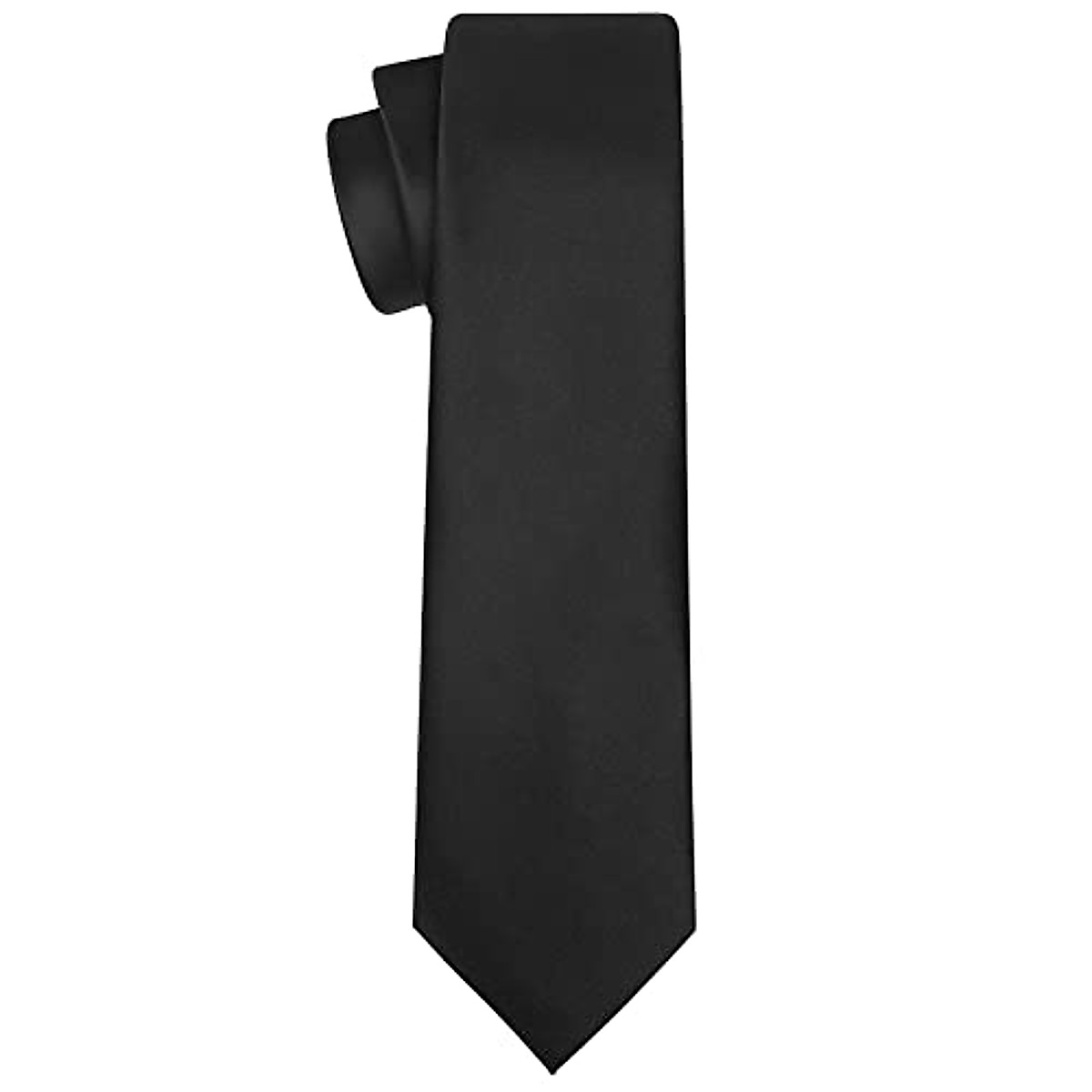KissTies Mens Silk Black Tie Solid Satin Wedding Necktie + Gift Box