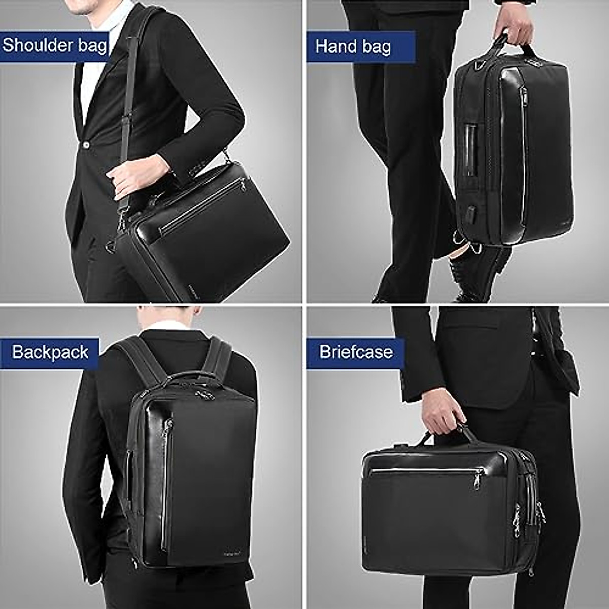 TIGERNU Laptop Backpack for Men 4-in-1 Business Backpack 15.6 Inch Computer Professional Backpack for Travel (TGN-B006 Black)