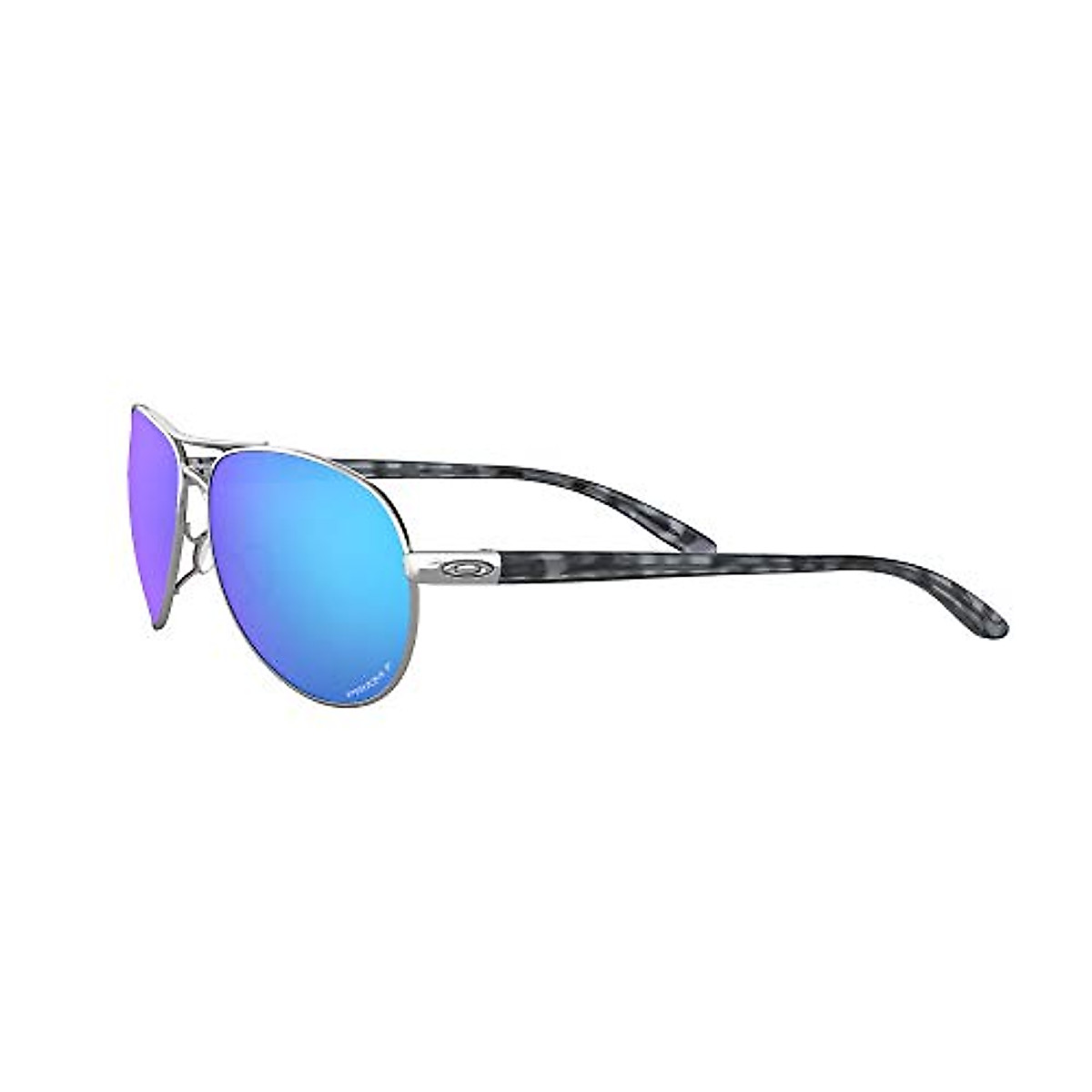 Oakley Women's OO4079 Feedback Aviator Sunglasses, Polished Chrome/Prizm Sapphire Iridium Polarized, 59 mm