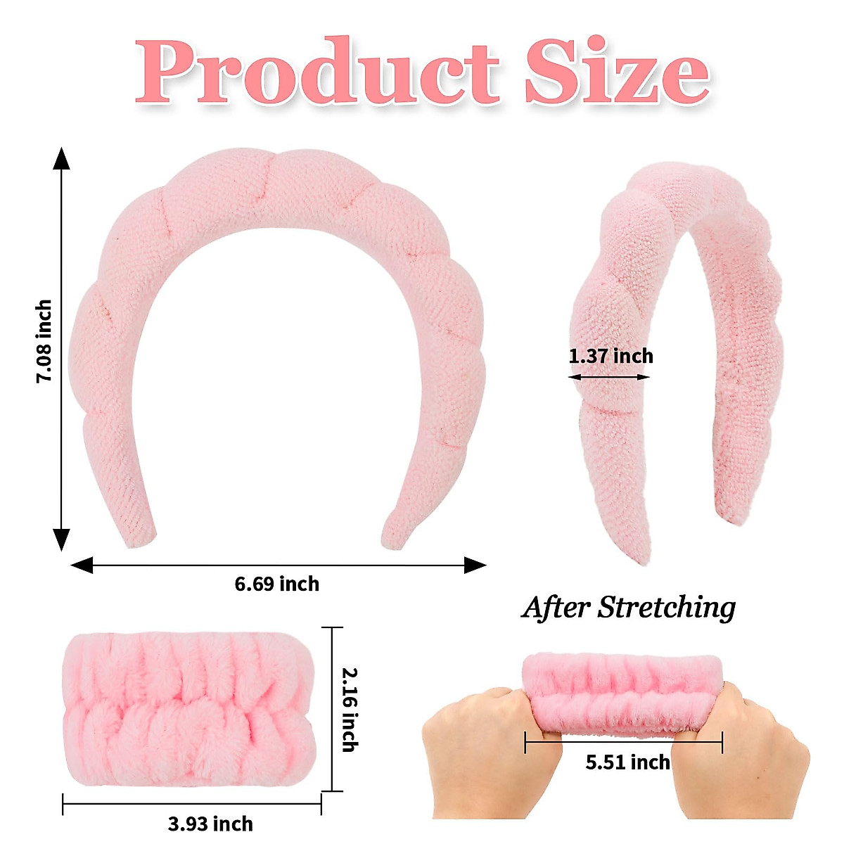 Casoty Headband and Wristband Set, 3 Pcs Terry Cloth, Skin Care Headbands, Hair Band Spa Headband and Wristband Set, Makeup Headband for Face Washing Shower Yoga