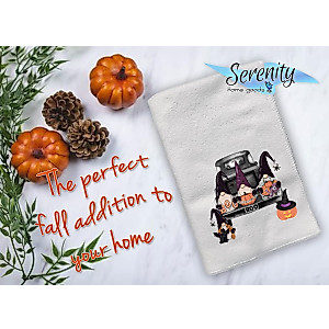 Halloween Decoration | Fall Kitchen Towels | Hand Towels For Bathroom | Pumpkin Decor | Gnome Witch Bat Black Cat Orange | Harvest Thanksgiving Halloween Decorations For Home