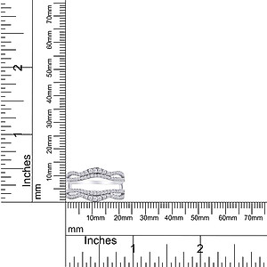 Round Shaped Lab Created Moissanite Diamond Double Infinity Chevron Enhancer Wrap Guard Ring for Womens in 18k White Gold Plated 925 Sterling Silver (0.60 Cttw, G-H/VVS1) Jewelry for Gift Size-9