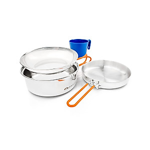 GSI Outdoors Stainless 1-Person Mess Kit for Camping and Backpacking