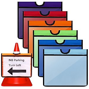 Amylove Set of 6 Traffic Cone Sleeve Cone Covers with Pockets Message Sign Sleeve for Caution Outdoor Activity Warning Signals Safety Sports Training