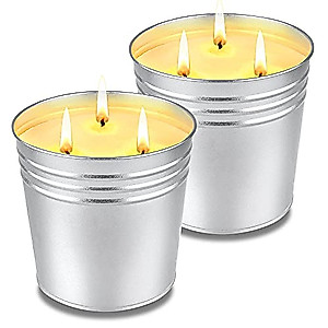 Citronella Candles Outdoor Large Bucket Candle, 3 Wick 17 oz Scented Candles Gift Set 100 Hour Burning for Patio Yard Indoors Garden Home Balcony Natural Soy Wax Candles Set Women Wedding Birthday