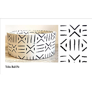 Little Big Playroom | Memory Foam Ball Pit for Toddlers | Indoor Kids Ball Pit | Soft Washable Cover | Perfect for Baby Play Room | Includes 200 Balls (Triangle on Ivory)