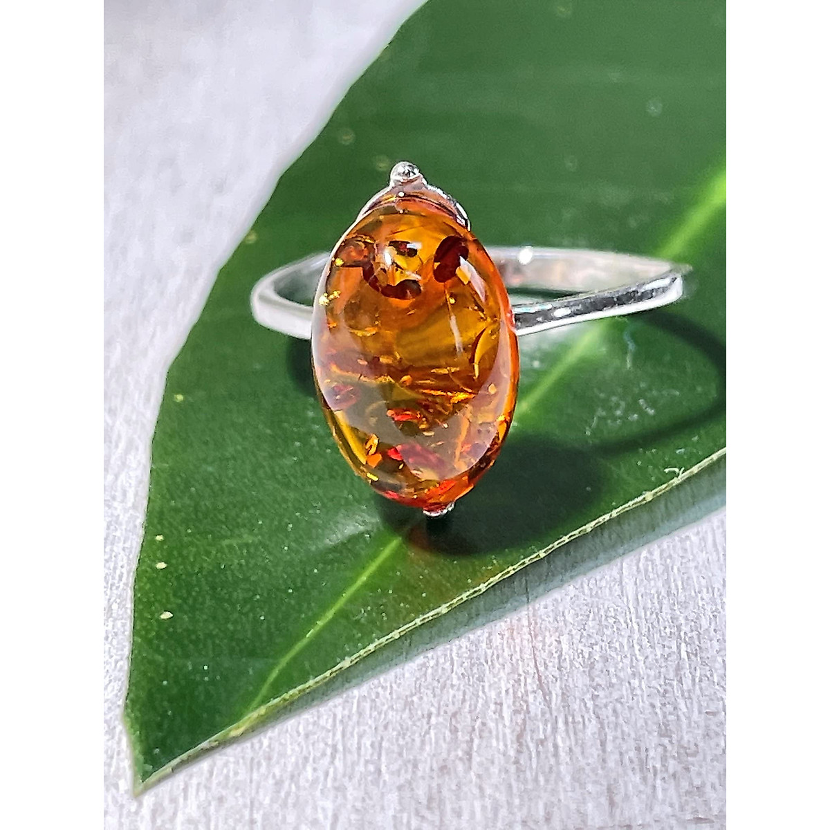 Gift Shoppe By Nina Natural Baltic Elegant Cognac Amber and Sterling Silver Ring (7)