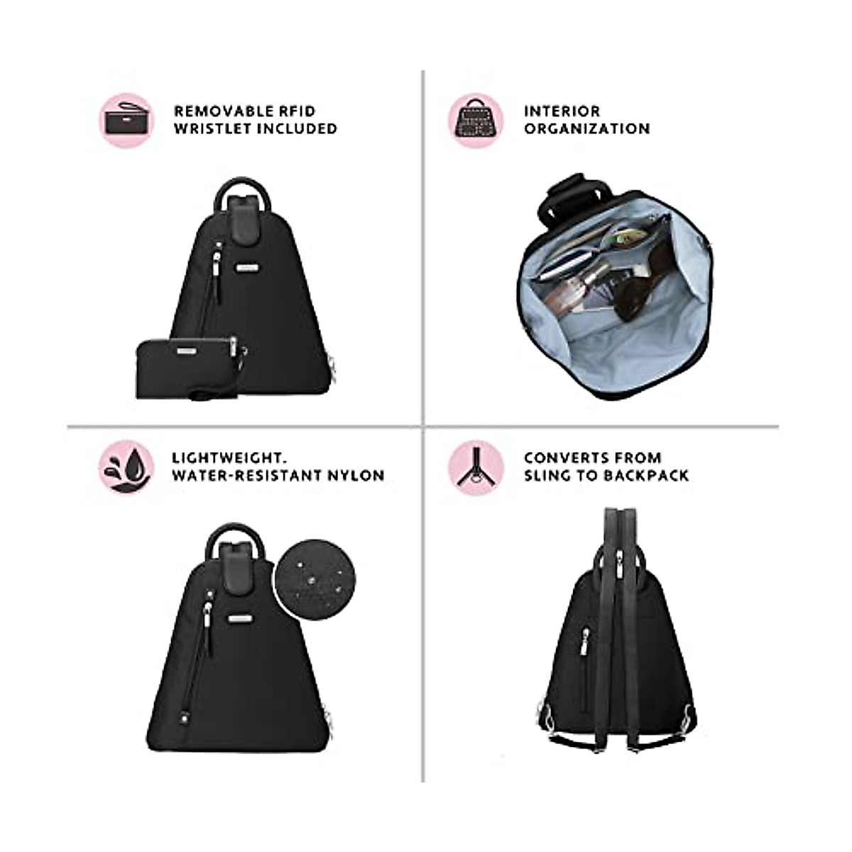 Baggallini Womens Metro Backpack With Rfid Phone Wristlet Handbags, Portobello Shimmer, One Size US