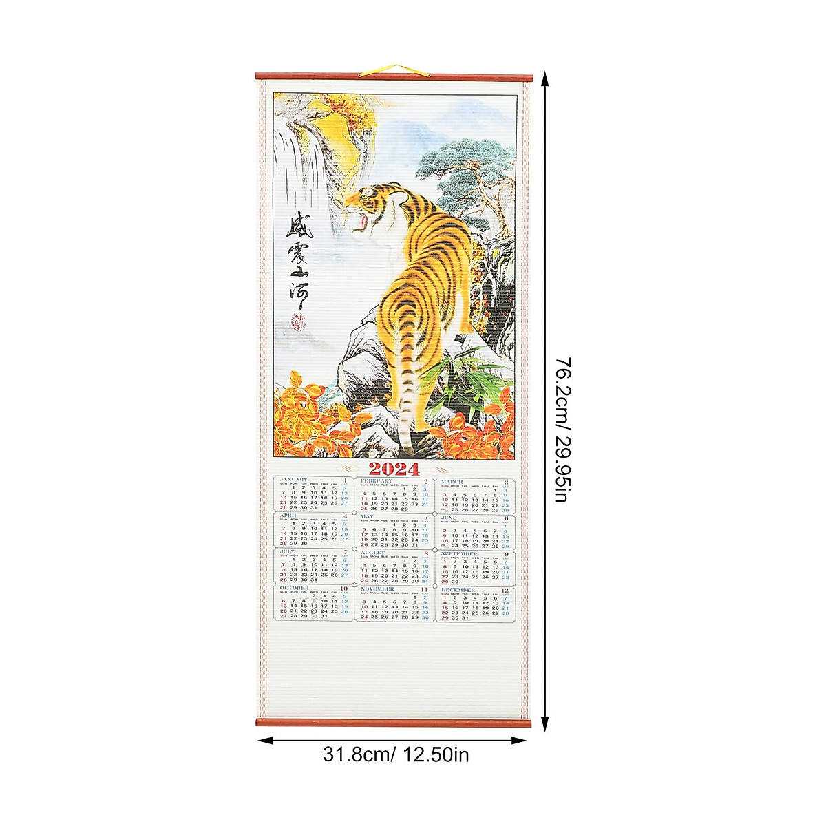 Garneck 2024 Chinese Wall Scroll Calendar, Paper Calendar Year of the Dragon Wall Calendar Chinese New Year Calendar Reel Calendar Planner