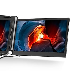 OFIYAA P1 Plus Portable Monitor 13.3'', Attachable Dual Laptop Screen, Extra Screen Extender for Mac, PC, Chrome, 13.3"-16.5" Notebook, USB and Type C Powered, FHD 1080P IPS (OFIYAA-P1 Plus)