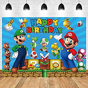 REAGTUGHT Adventure Video Game Photo Backgrounds for Children Boys 5x3ft Happy Birthday Theme Photography Backdrops Party Decor Supplies Kids Shoot Props Cake Table Decor