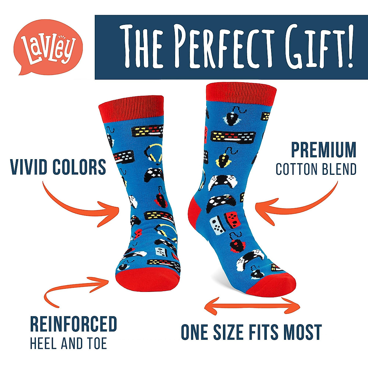 Lavley - Nerd Socks - Funny Gifts for Book Lovers, Music Lovers, Men and Women (US, Alpha, One Size, Regular, Regular, DND Gaming)