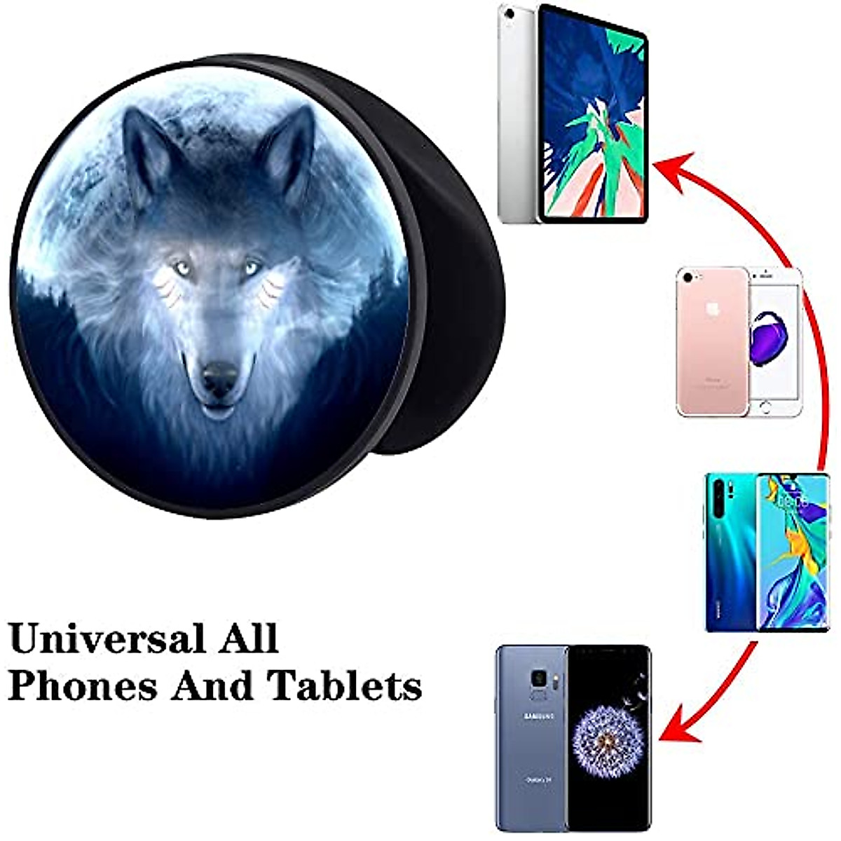 (3 Pack) Cell Phone Holder Galaxy Wolf Watercolor Expanding Grip Stand Finger Kickstand for Smartphone and Tablets