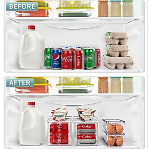 Sorbus Soda Can Organizer for Refrigerator & Egg Holder for Fridge Set, 2 Stackable Can Holder Dispenser Holds 12 Cans Each & 2 Egg Holders with Lid holds 14 eggs for Fridge, Pantry, Freezer, BPA-Free