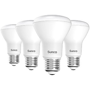 Sunco 4 Pack BR20 LED Bulbs Indoor Flood Light R20 Dimmable CRI93 2700K Soft White 50W Equivalent to 7W, E26 Medium Base, Recessed Can Lights for Home Living Area Ceiling Lights - UL