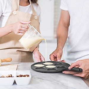 Commercial CHEF Cast Iron Pancake Pan, Silver Dollar Pancake Griddle, Easy to Clean & Heats Evenly, Makes 7 Mini Silver Dollar Pancakes