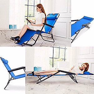 Tenozek Folding Beach Lounge Chair, Portable Outdoor Zero Gravity Chair Camping Reclining Chairs Patio Pool Beach Chaise Lawn Recliner (2 Pieces, Blue)