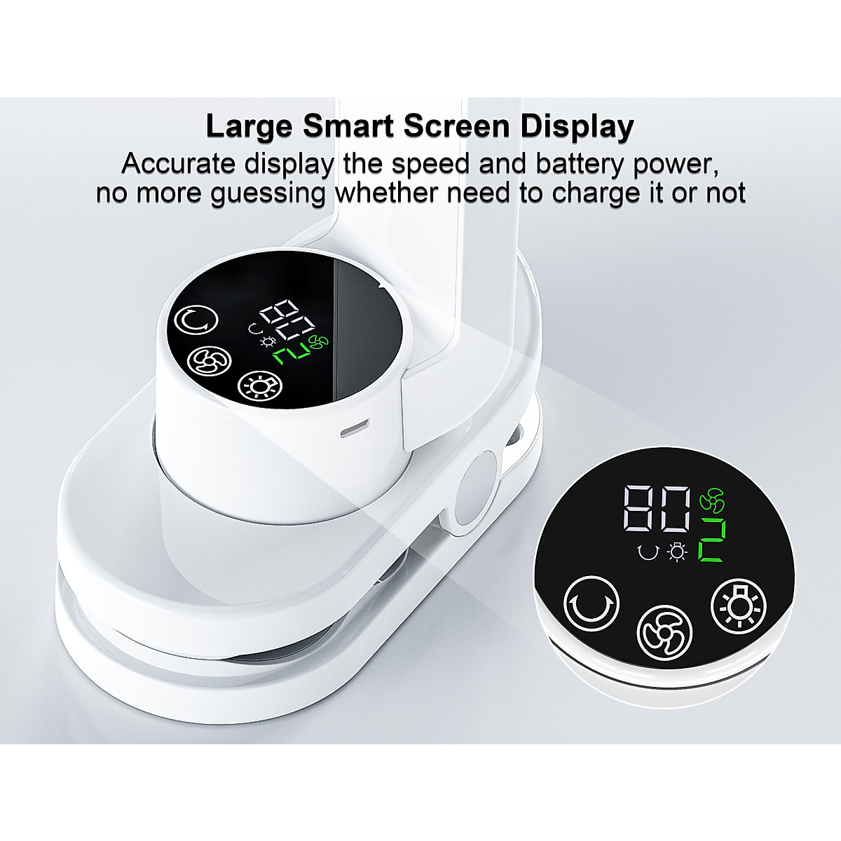 AddAcc Small Desk Fan, Rechargeable Clip On Fan with Atmosphere Light & Hook, Battery Operated Table Fan, Ultra Quiet, 9 Speed Auto Oscillation Desktop Fan for Bedroom Office Home Travel Camping