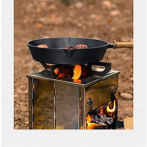 SainSpeed Foldable Campfire Grill, Stainless Steel BBQ Grill with Carrying Bag, Outdoor Wood Stove Burner for Backyard Patio Cooking Hiking Backpacking Picnic Travel Party (M)