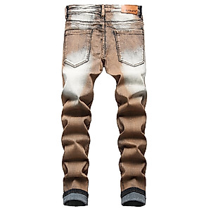 JUNBAOSS Men's Ripped Jeans Slim Fit Stretch Jeans for Men, Distressed Straight Leg Fashion Comfort Flex Waist Skinny Denim Jean Pants