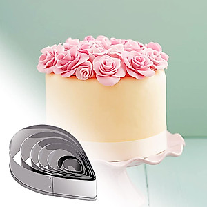 Rose Cutter Set Penta Angel 7Pcs Stainless Steel Flower Petal Fondant Teardrop Shaped Cake Cookie Pastry Baking Mold for Cupcake Topper Decoration (7)