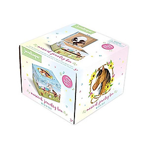 Jewelkeeper Girl's Musical Jewelry Storage Box Pullout Drawer, Horse and Barn Design, Home on the Range Tune