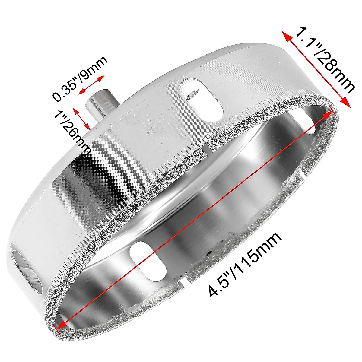 Luomorgo 115mm/4 1/2 inch Diamond Hole Saw, 1.1 inch Cutting depth Diamond Diamond Drill Bits for Glass Ceramic Marble Porcelain Tile Granite Quartz Gemstone