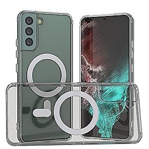 PunkCase Galaxy S22 Plus Magnetic Wireless Charging Case [ClearMag Series] Thin, Protective & Scratch Resistant Acrylic Case W/TPU Bumpers & Built-in Charge Circle for Galaxy S22 Plus 5G (6.6")