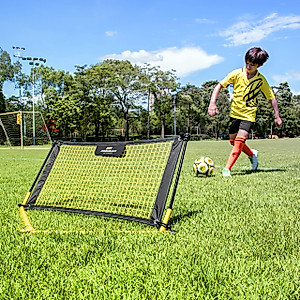 PodiuMax Solo Soccer Rebounder Net, Improve Your Ground Passing Skills, Easy to Assemble and Disassemble, Comes with Bag and Stake