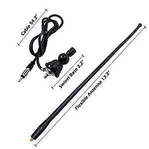 JAPower 16 Inches Black Boat Antenna Waterproof Rubber Flexible Mast, Marine Antenna for Car RV ATV UTV RZR SPA, Optimized Radio FM/AM Reception