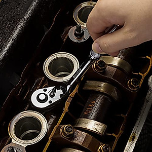 DURATECH 3-Piece Flex-Head Ratchet Set, 1/4", 3/8", 1/2" Drive ratchet, 72-Tooth with Quick-Release Reversible Design, Chrome Alloy Made, Fully Polished, Organized in Storage Case