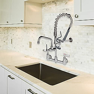 KWODE Pre Rinse Hose with Sprayer Valve 44 Inch Hose with Sprayer Head Replacement Kit Commercial Sink Sprayer Hose for Kitchen Sink Faucet (Free Brass Adapter to Connect Add-on Swivel Spout)