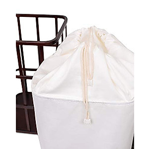 BirdRock Home Modern Square Laundry Hamper and Removable Laundry Bag - Dark Brown Bamboo - Easily Transport Laundry - Baby Dirty Clothes Bin Sorter Basket - Laundry Bag with Draw String