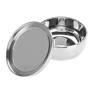 Shaving Soap Bowl, Universal Men Stainless Steel Beard Shaving Soap Bowl Shaving Mug Container With a Mirror
