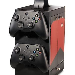 Numskull Official Red Star Trek Gaming Accessory Locker & Storage Stand – Holds 10 Games/DVDs, 4 Controllers, Headset, and Accessories – Durable & Compact Organizer – Official Star Trek Merchandise