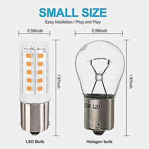 HRYSPN 4PCS BA15S LED bulb p21w 12V 24V, 1141 LED Bulb Bayonet Single Contact Base for RV Camper Trailer Boat Trunk Interior Lights, Warm White 3000K