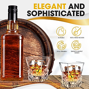 BERKWARE Lowball Whiskey Glasses - Clear Old Fashioned Glasses with Square Top Design for Bourbon, Scotch & More, 9.5oz each (Set of 6)