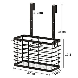 Segler Hair Dryer Organizer Wall Mounted & Cabinet Door, 3 in 1 Storage, Adjustable Height, Carbon Steel， Black