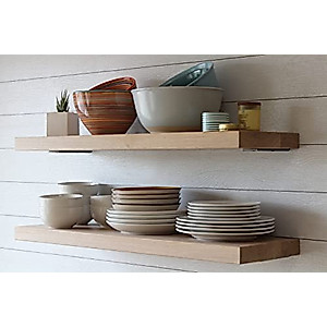 Urban Legacy Deep Floating Shelves | Unfinished White Oak Hardwood with Low Profile Brackets | High Weight Capacity (36" x 11" x 2")
