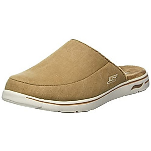 Skechers Men's Gowalk Arch Fit Lounge-Comfy Indoor Outdoor Athletic House Shoe Slippers, Wheat, 8.5