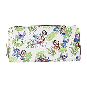 Loungefly Disney Lilo and Stitch Allover Print Zip Around Wallet