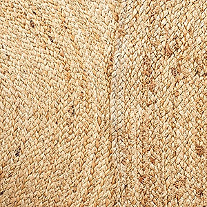 SAFAVIEH Natural Fiber Round Collection 9' Round Natural NFB310A Handmade Boho Braided Jute Area Rug