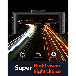 REDTIGER Dash Cam Front Rear, 4K/2.5K Full HD Dash Camera for Cars, Free 32GB SD Card, Built-in Wi-Fi GPS, 3.18” IPS Screen, Night Vision, 170°Wide Angle, WDR, 24H Parking Mode