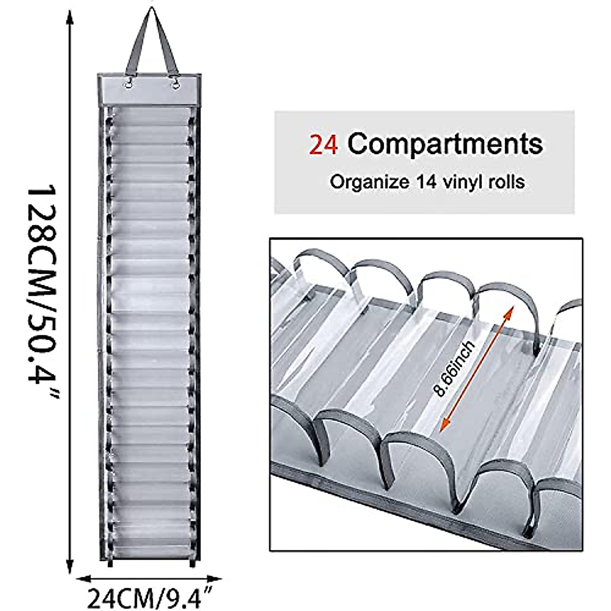 ArtsyCase, Vinyl Roll Holder Storage Rack with 24 Compartments,Diamond Painting Canvas Craft Storage Organizer Wall Mount Over The Door Organizer for Vinyl Sheets Wrapping Paper Design Drawings(2Pcs)