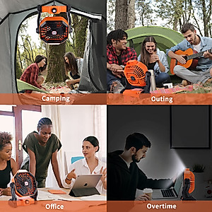 Nothers Outdoor Camping Fan with Led,Personal Usb Fan for Desk,Portable Fan USB Rechargeable,Battery Operated Fans for Home Cordless Fan for Tent,Travel,Bedroom,Table,Home,Canopy,Picnics with Hooks