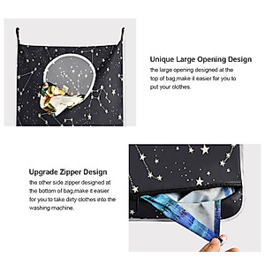 Tatenale Hanging Laundry Hamper Over Door with Stainless Steel Hooks Dirty Clothes Hamper Bag 29.5X20inch