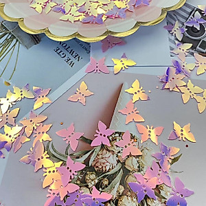 800 Pieces Holographic Butterfly Party Glitter PVC Confetti for Handicrafts, Card DIY, Engagement Wedding Bridal Shower Birthday Valentines Party Decorations (Pink)