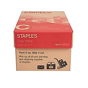 Staples Copy Paper Multi-Purpose Copier and Fax Machine Carton, Letter Size, Acid Free, 92 Bright, 20 lb, White, 5000 Sheets/Case